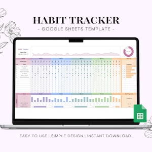 Habit Tracker Google Sheets Template, Digital Habit Planner Template ...