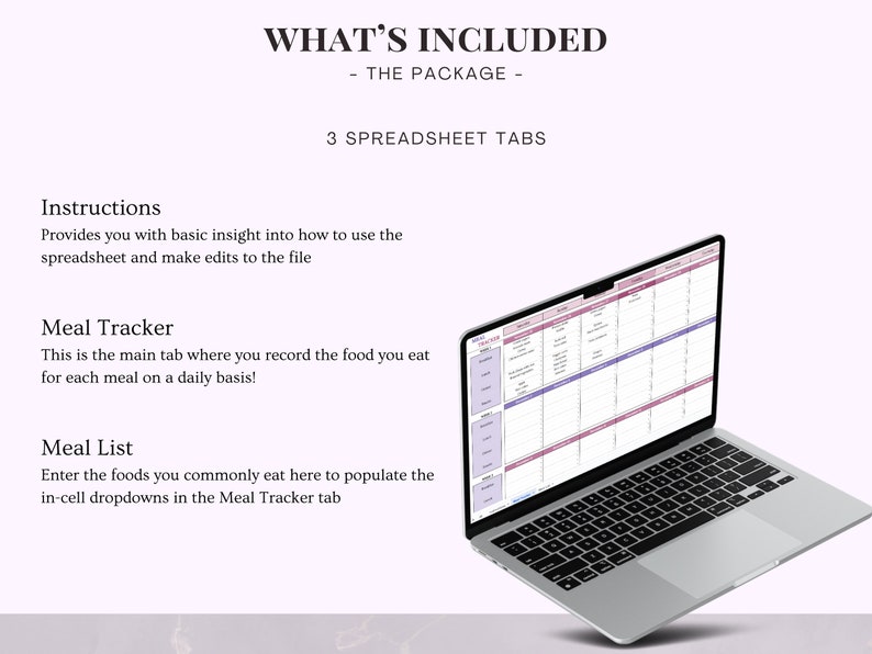 Meal Tracker Spreadsheet Template for Google Sheets, Daily Meal Planner ...