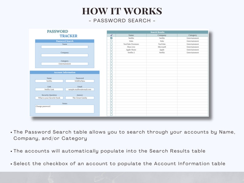 Password Tracking Google Sheets Template, Digital Subscription ...