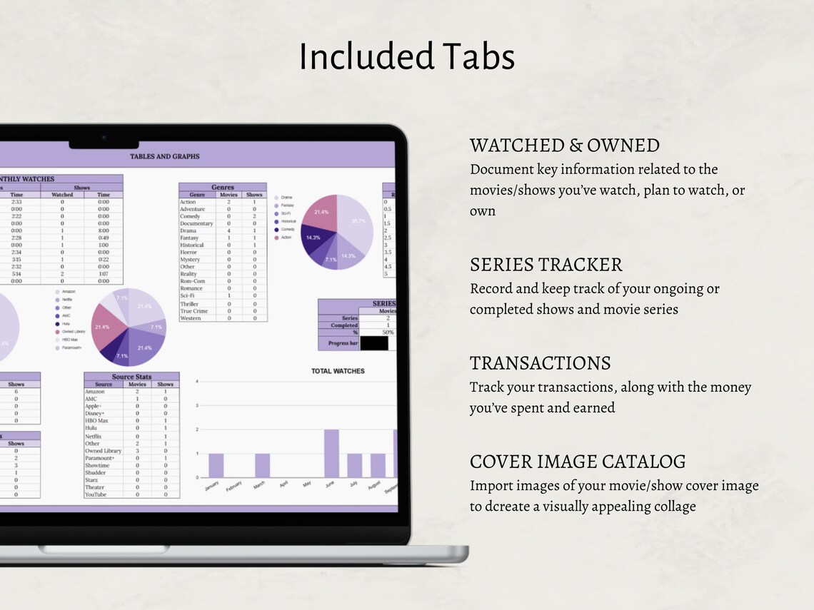 Movie & Show Tracking Spreadsheet Template for Google Sheets, TV Show ...