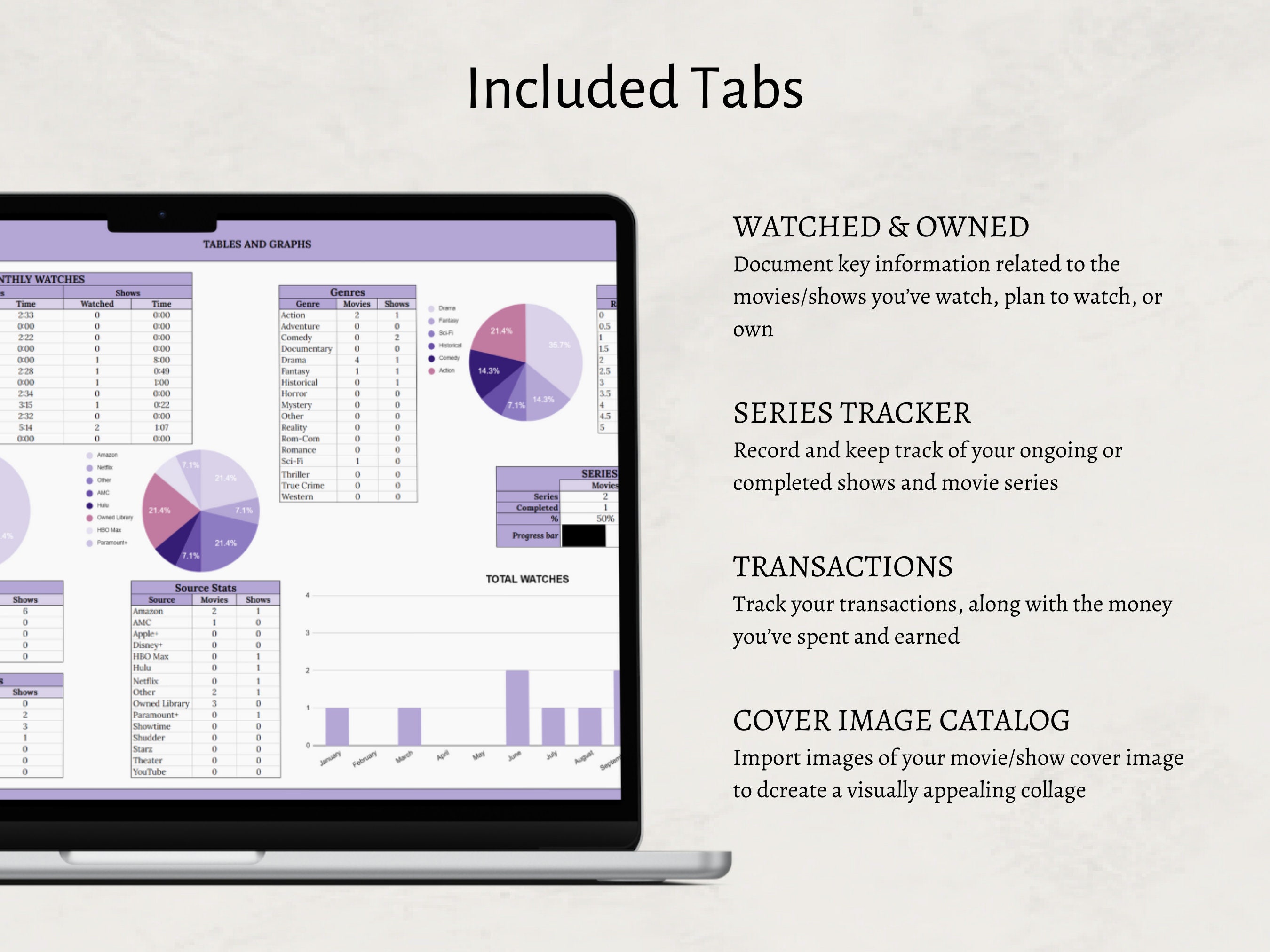 Movie & Show Tracking Spreadsheet Template for Google Sheets, TV Show ...