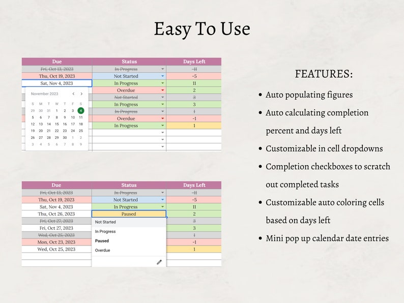 Digital to Do List Template for Google Sheets, Task Tracker Spreadsheet ...