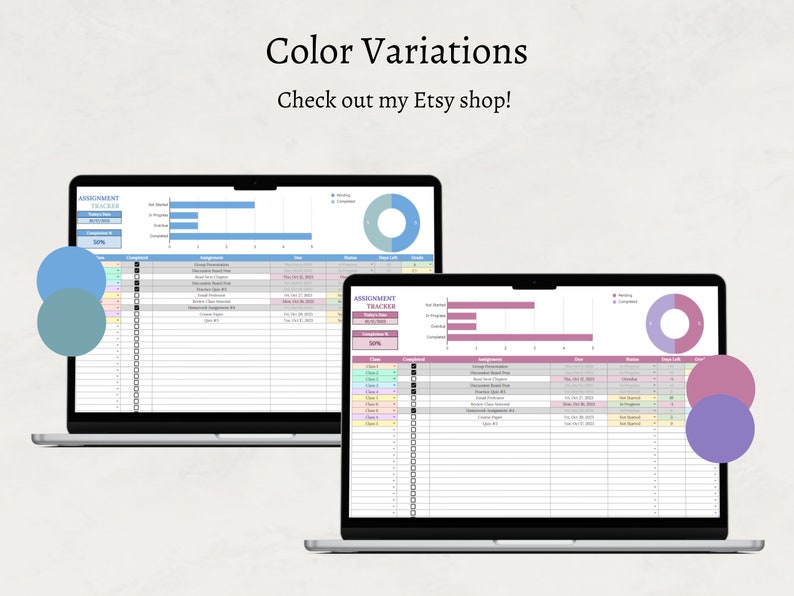 School Assignment Tracker Template for Google Sheets, Digital Homework ...