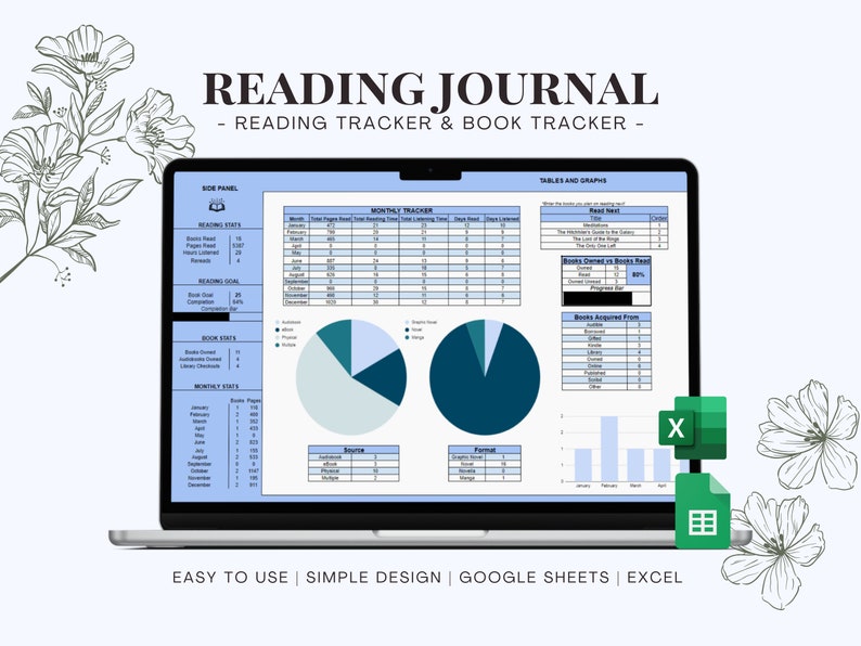 Reading Tracker Excel Template Book Tracker Google Sheets Spreadsheet ...