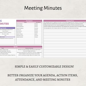 Meeting Notes and Agenda Template for Google Sheets, Meeting Minutes ...