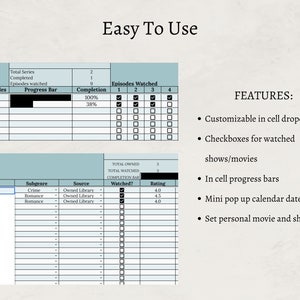 TV Show Tracker Spreadsheet Template for Google Sheets, Movie Series ...