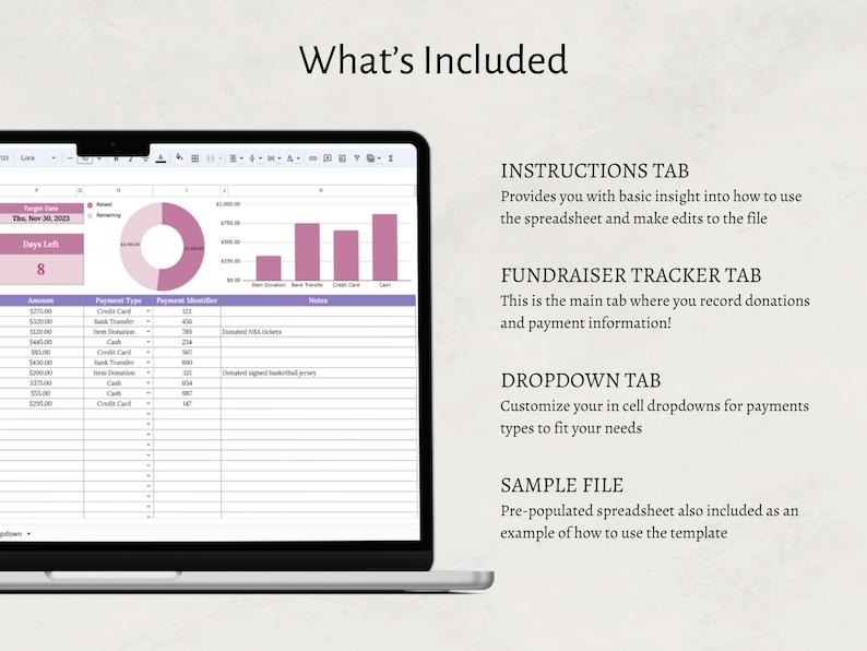 Fundraiser Donation Tracking Spreadsheet Template for Google Sheets ...