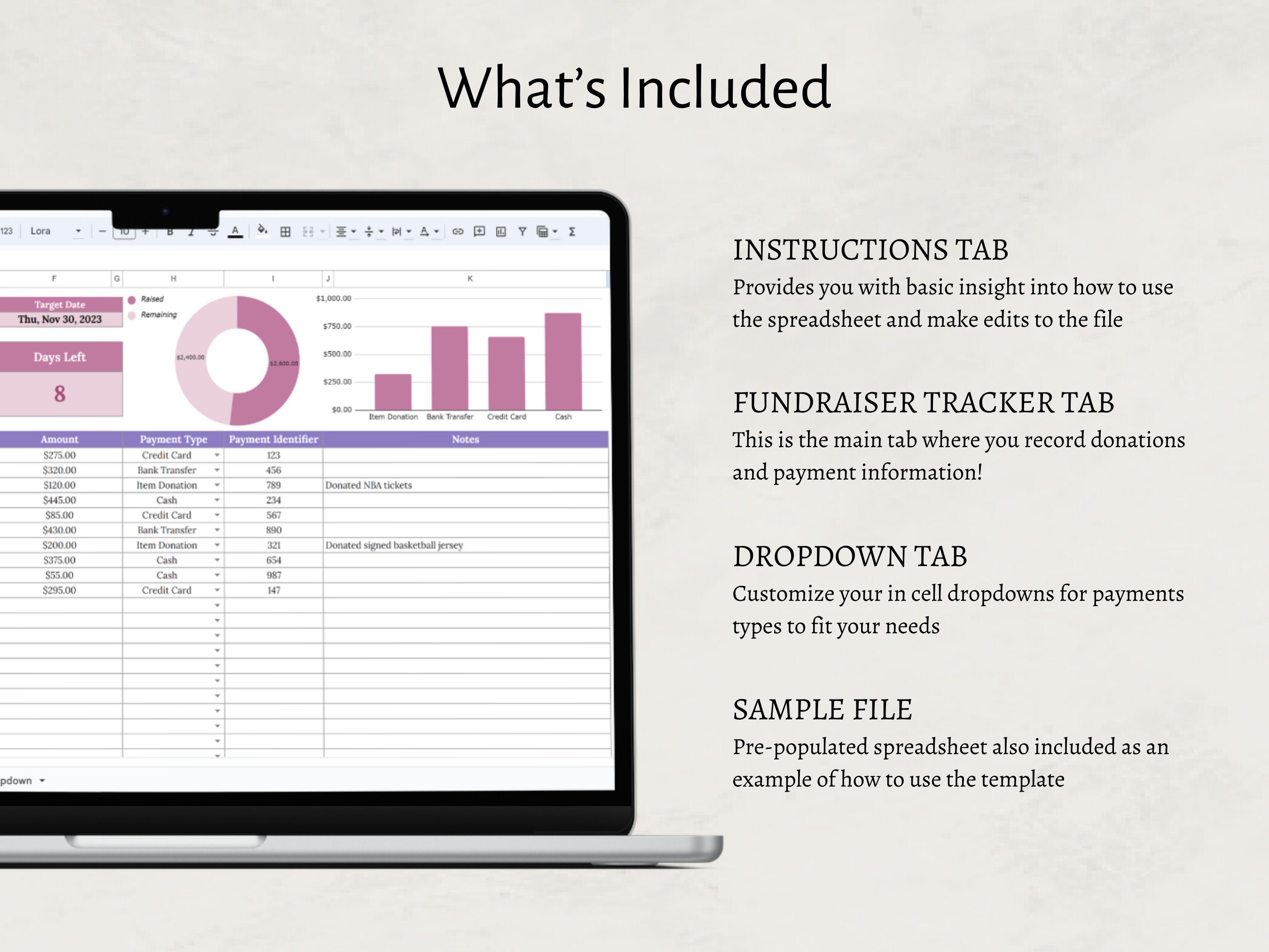 Fundraiser Donation Tracking Spreadsheet Template for Google Sheets ... Fundraiser Donation Tracking Spreadsheet Template for Google Sheets ...