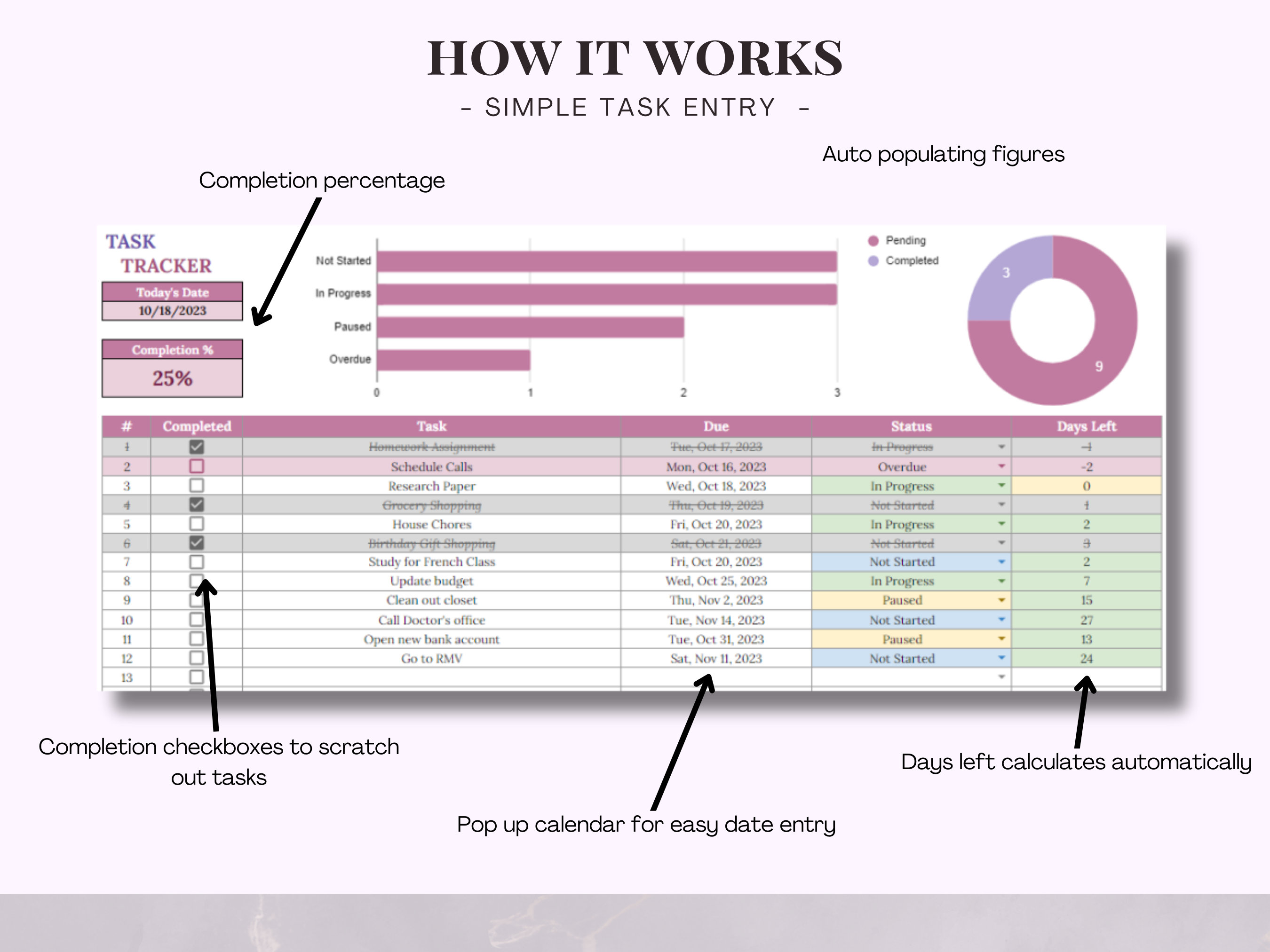To Do List Task Tracker With Calendar for Google Sheets, Digital ...