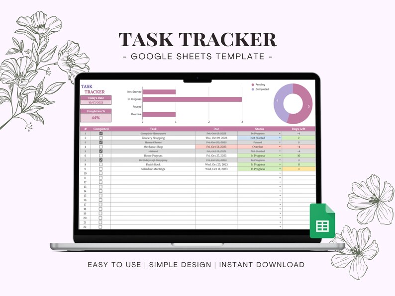 Task List Google Sheets Template Activity Tracking Spreadsheet Task ...