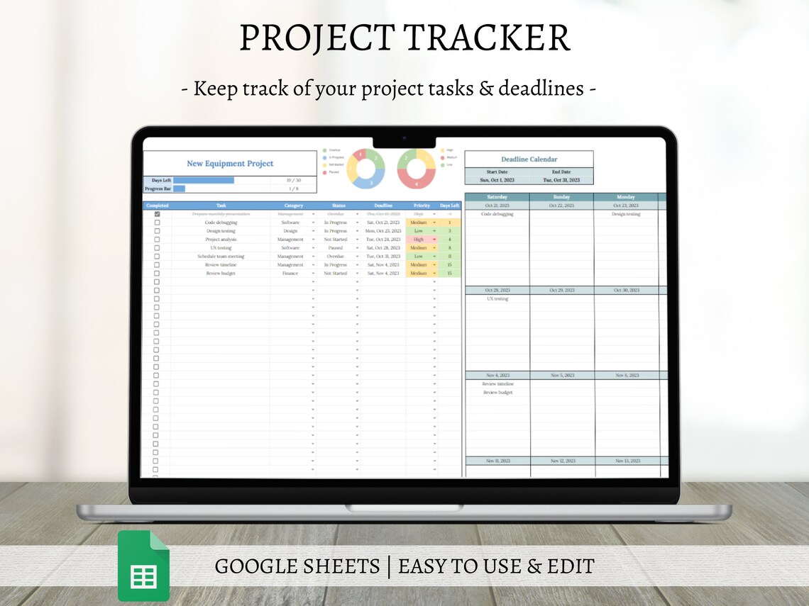 Project Tracker Google Sheets Project Task Manager Template Project ...