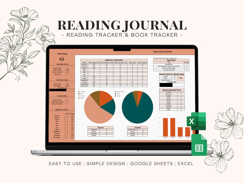 Reading Journal Google Sheets Book Tracker Excel Spreadsheet Reading ...