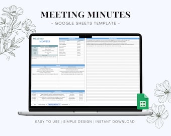 Meeting Minutes Spreadsheet Template for Google Sheets, Work Meeting ...