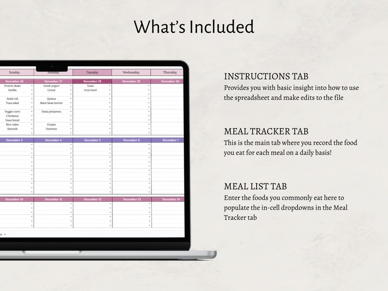 Meal Planning and Tracking Google Sheets Spreadsheet Template, Daily ...