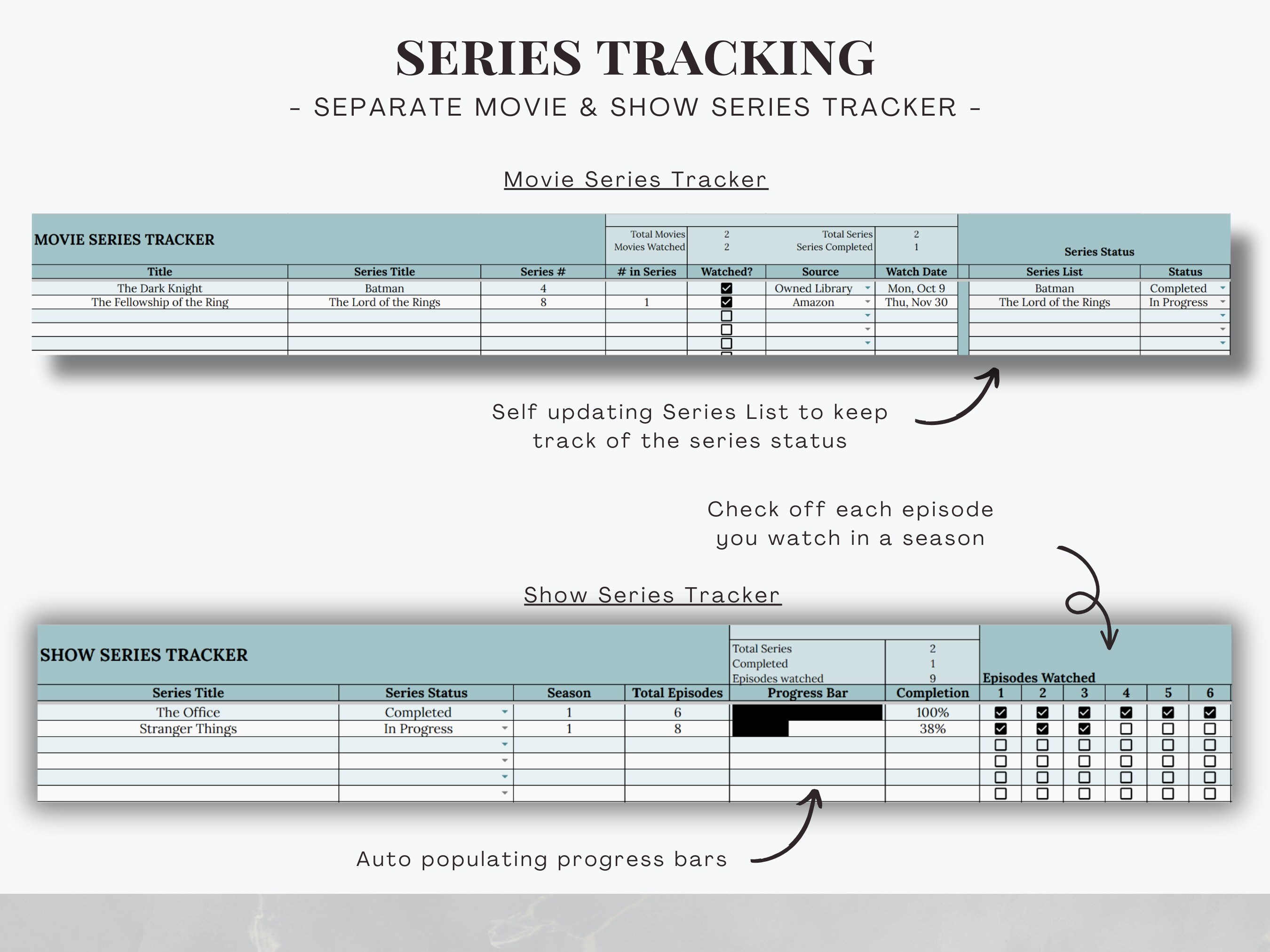 Television Show and Movie Tracker Template for Google Sheets, TV ...