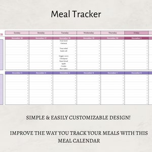 Meal Planning and Tracking Google Sheets Spreadsheet Template, Daily ...