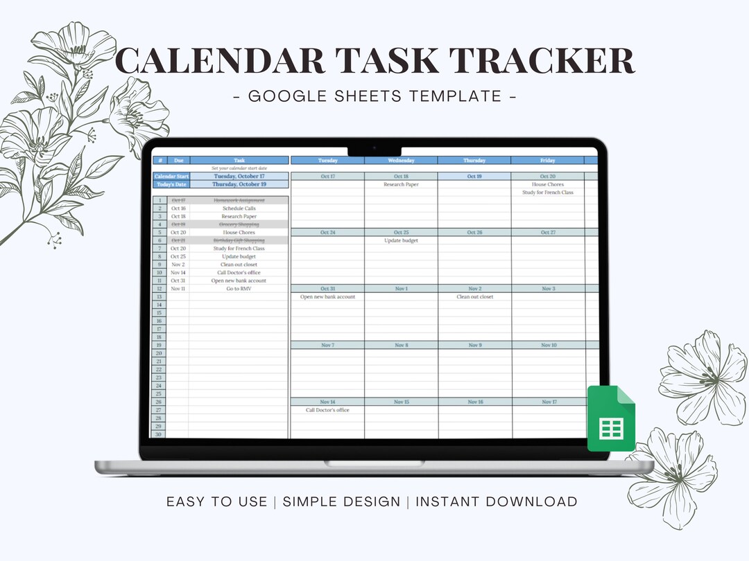 Task List Google Sheets Task Tracker Spreadsheet Digital Planner ...