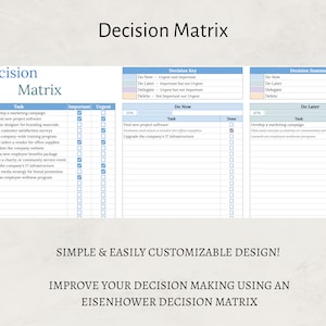 Decision Making Matrix Template, Google Sheets Spreadsheet, Digital ...