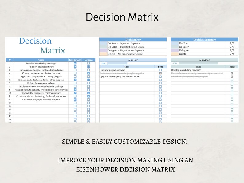 Decision Making Matrix Template, Google Sheets Spreadsheet, Digital ...