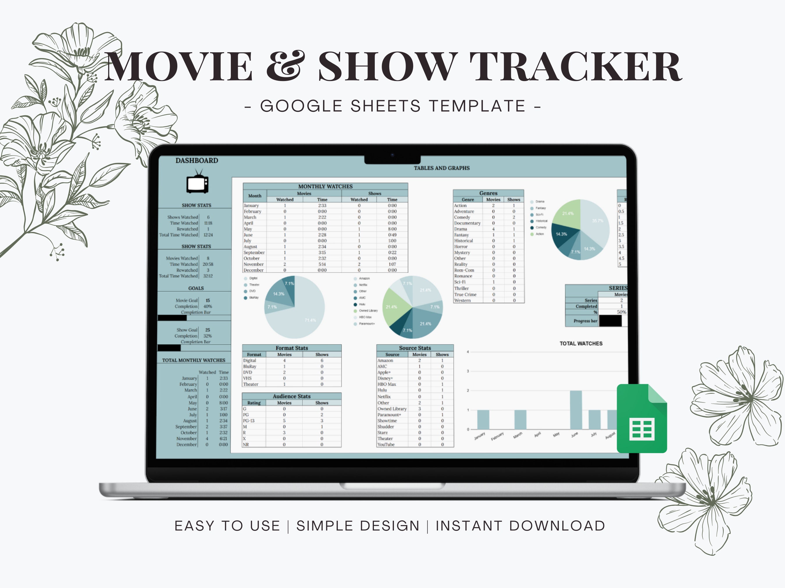 Television Show and Movie Tracker Template for Google Sheets, TV ...