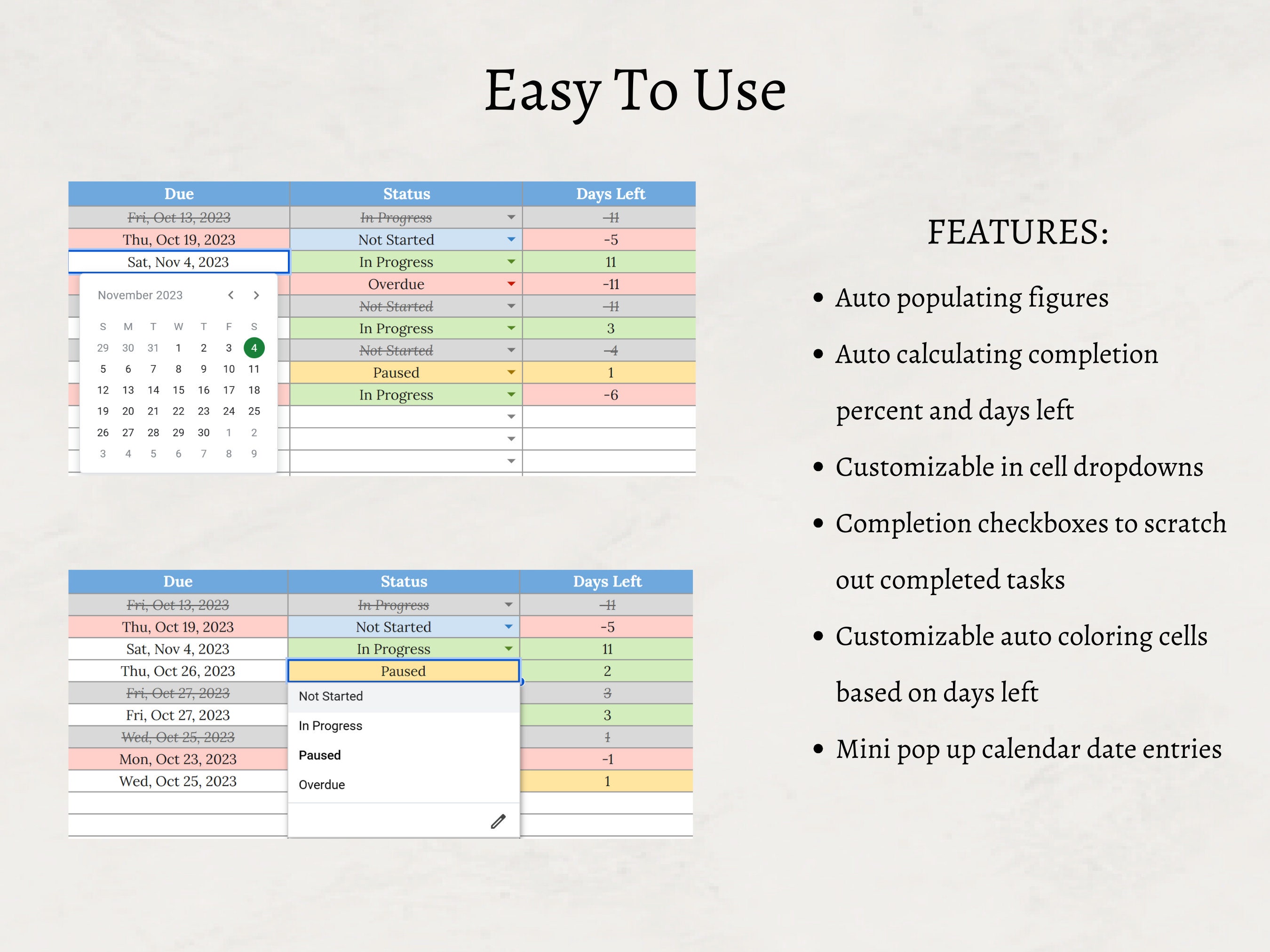 Task List Google Sheets Template Task Planner Spreadsheet Digital to Do ...