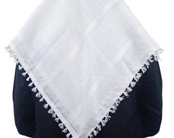 Off White Authentic Yemeni Shemagh Embroidered Scarf Amazing Keffiyeh ...