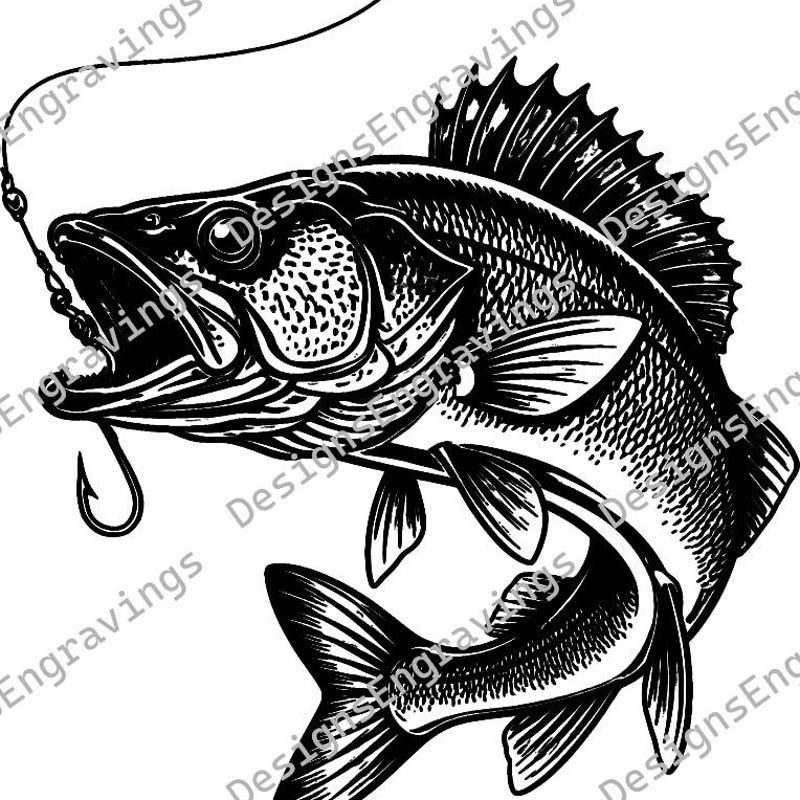 Fish Line Vector - Etsy
