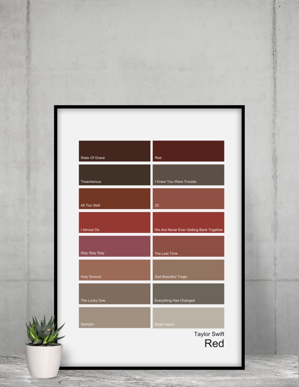 Taylor Swift Red Album Color Palette Matte Poster - Etsy