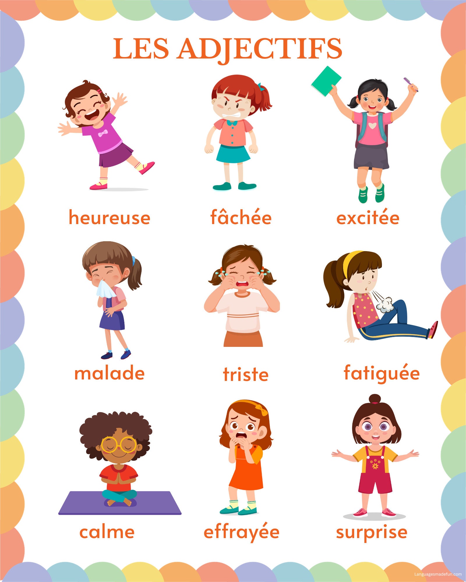 Adjectives in French and Spanish / Wall Posters / Learning ...