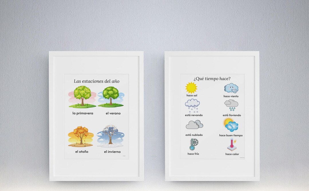 Spanish Weather and Seasons Posters / Educational Wall Prints / Español ...