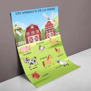 Farm Animals / French & Spanish Posters / Educational Wall Posters - Etsy