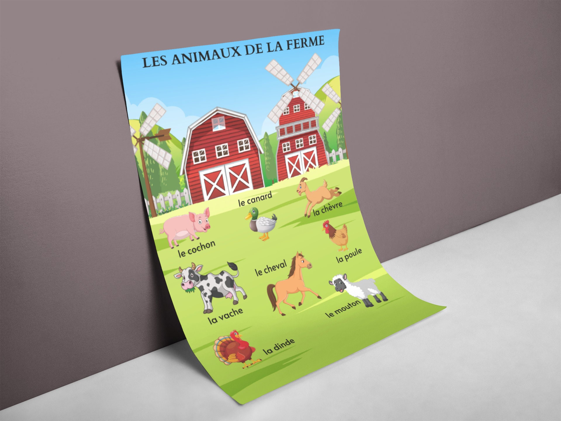 Farm Animals / French & Spanish Posters / Educational Wall Posters - Etsy