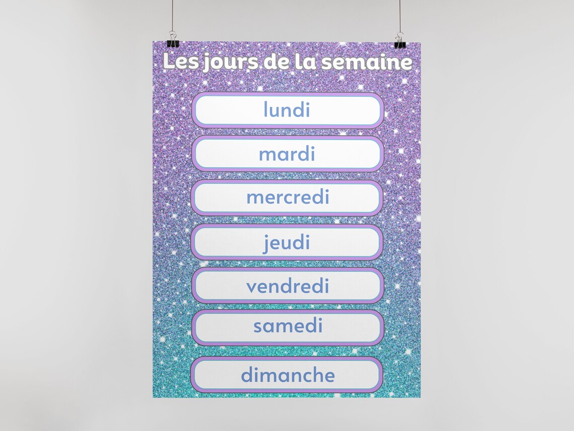 Days of the Week/ French & Spanish Classroom Posters / Educational Wall ...