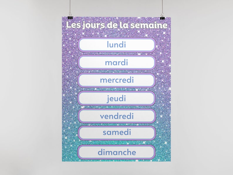 Days of the Week/ French & Spanish Classroom Posters / Educational Wall ...
