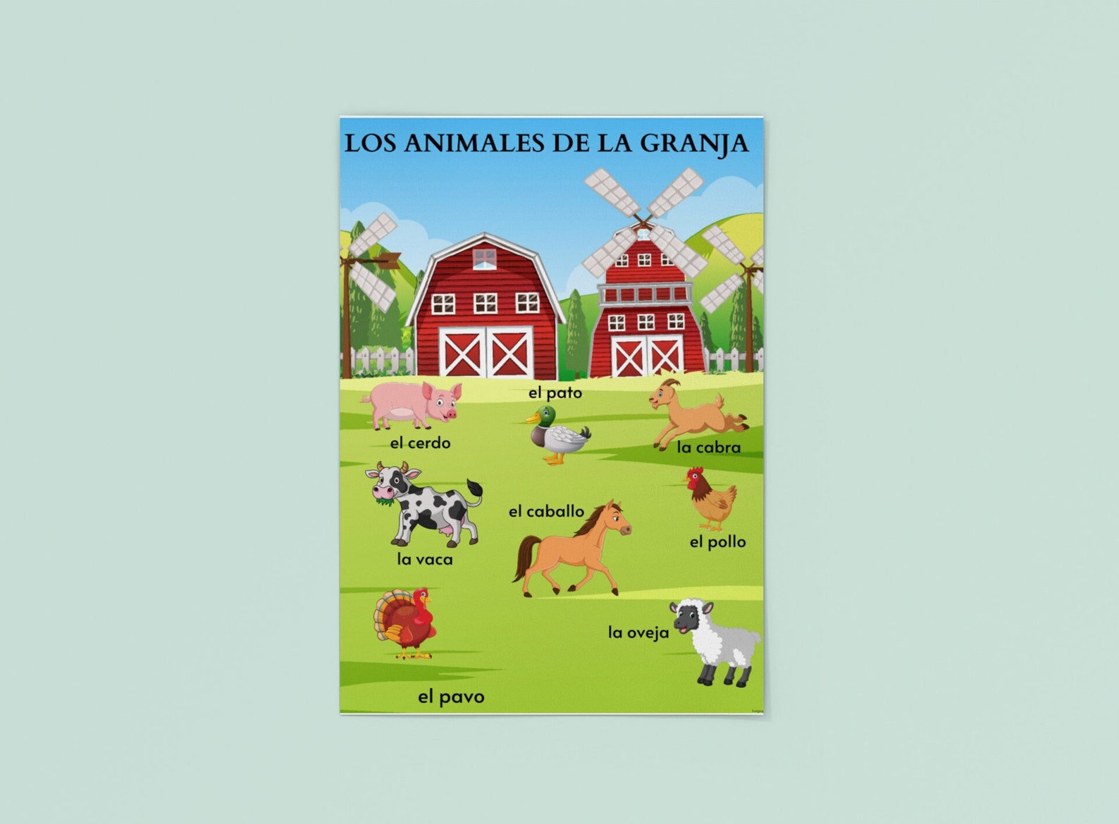 Farm Animals / French & Spanish Posters / Educational Wall Posters - Etsy