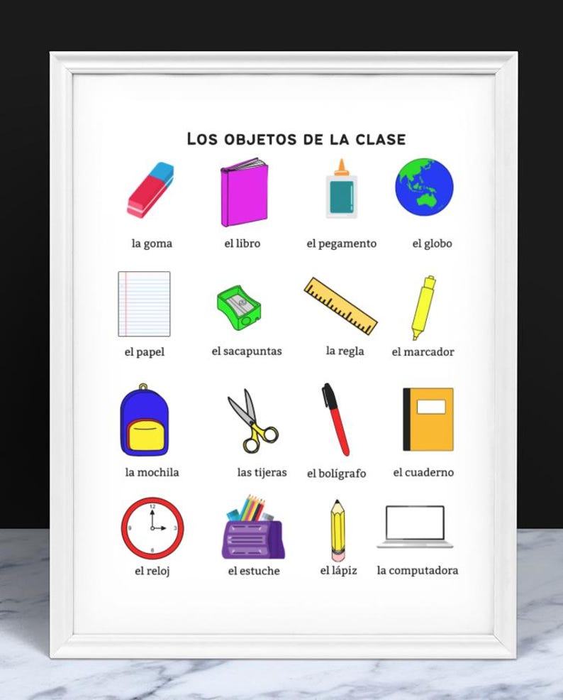 Spanish School Supplies Posters / Learning Resource / Espanol / Foreign ...