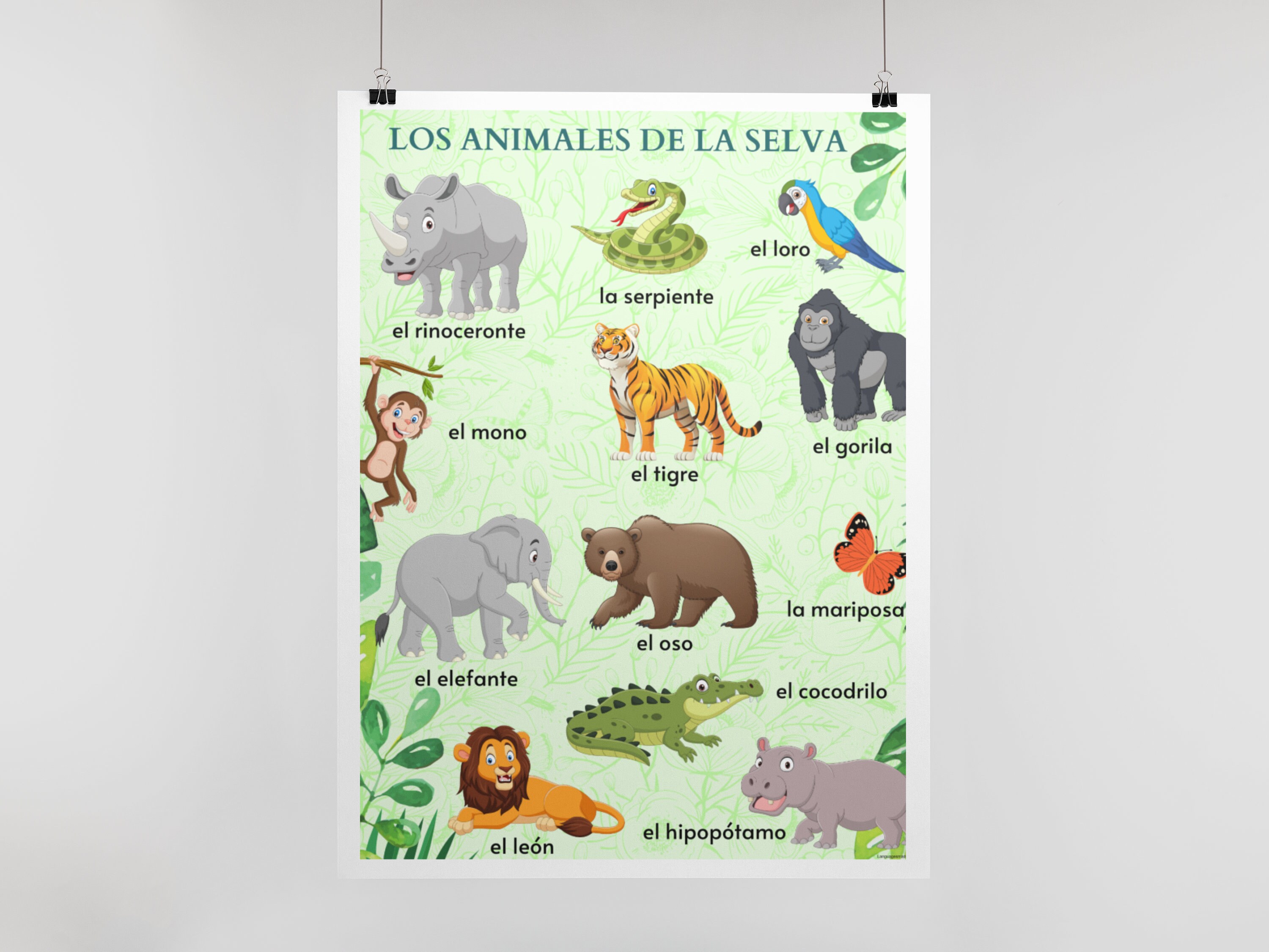 Jungle Animals / French & Spanish Posters/ Educational Wall Posters - Etsy
