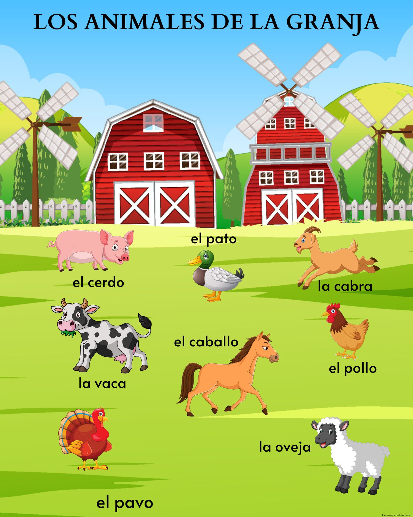 Farm Animals / French & Spanish Posters / Educational Wall Posters - Etsy