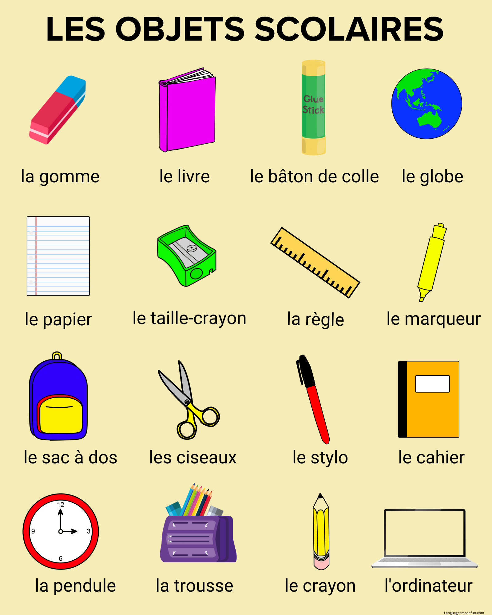 School Supplies / French & Spanish Posters / Learning Resource - Etsy