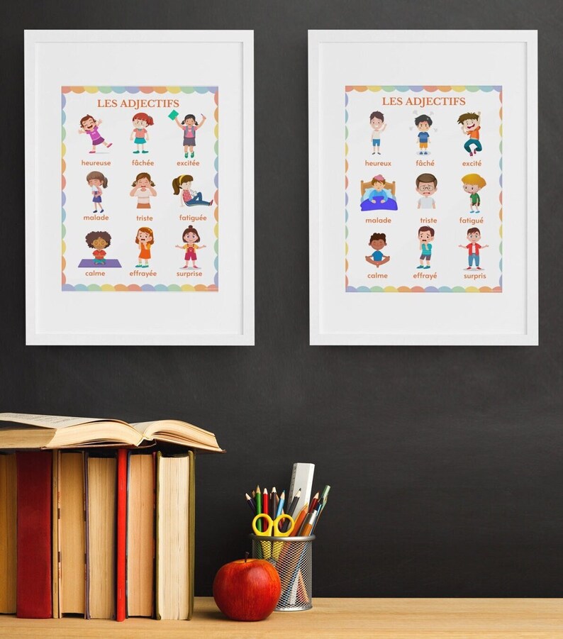 Adjectives in French and Spanish / Wall Posters / Learning ...