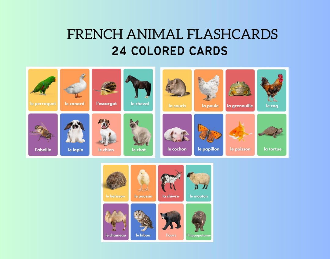 French Animal Flashcards / Printable Flashcards / Learn French ...