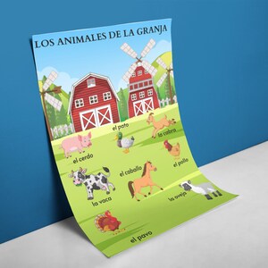 Farm Animals / French & Spanish Posters / Educational Wall Posters - Etsy