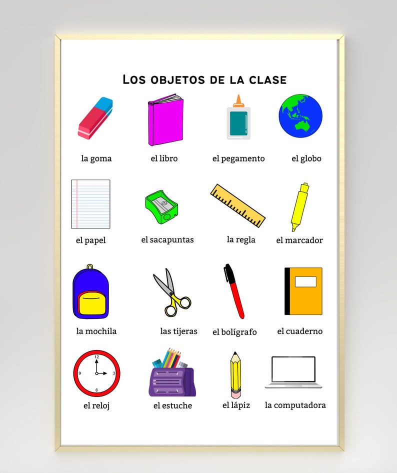 Spanish School Supplies Posters / Learning Resource / Espanol / Foreign ...