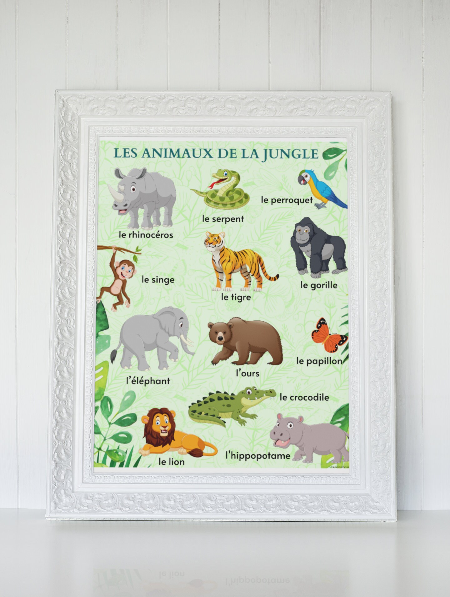 Jungle Animals / French & Spanish Posters/ Educational Wall Posters - Etsy
