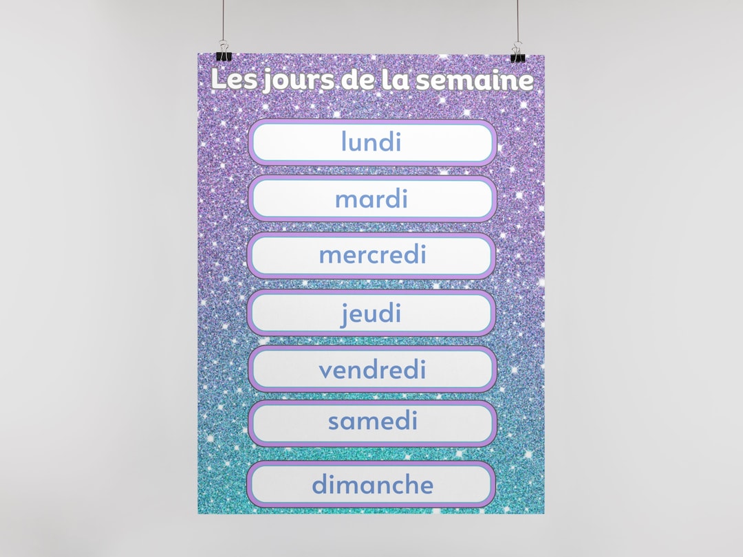French Days of the Week Poster / Affiche En Francais / Classroom Decor ...