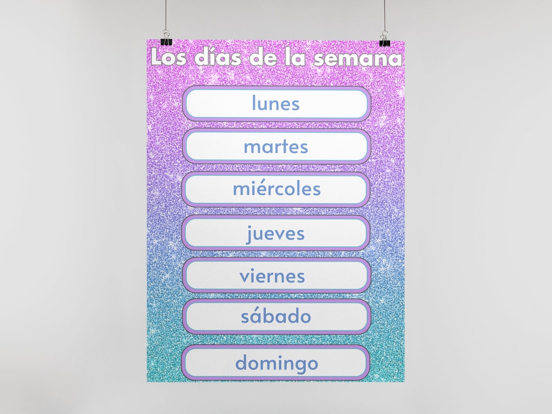Days of the Week / French & Spanish Classroom Posters / - Etsy