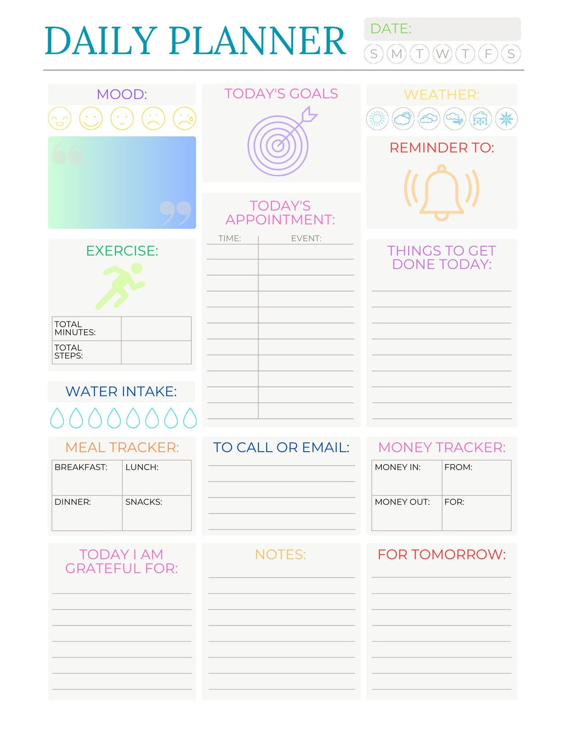 Daily to Do List Printable, Instant Download, Productivity Planner ...