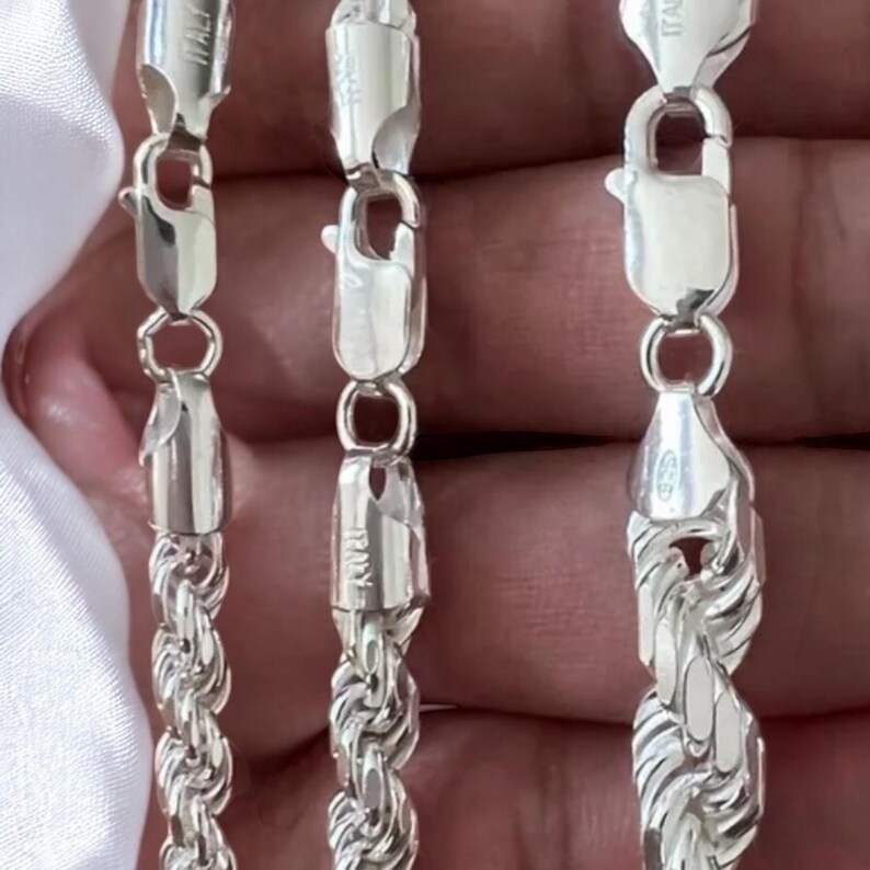 Pure Stamped Italian Sterling Silver Rope Chain - Etsy