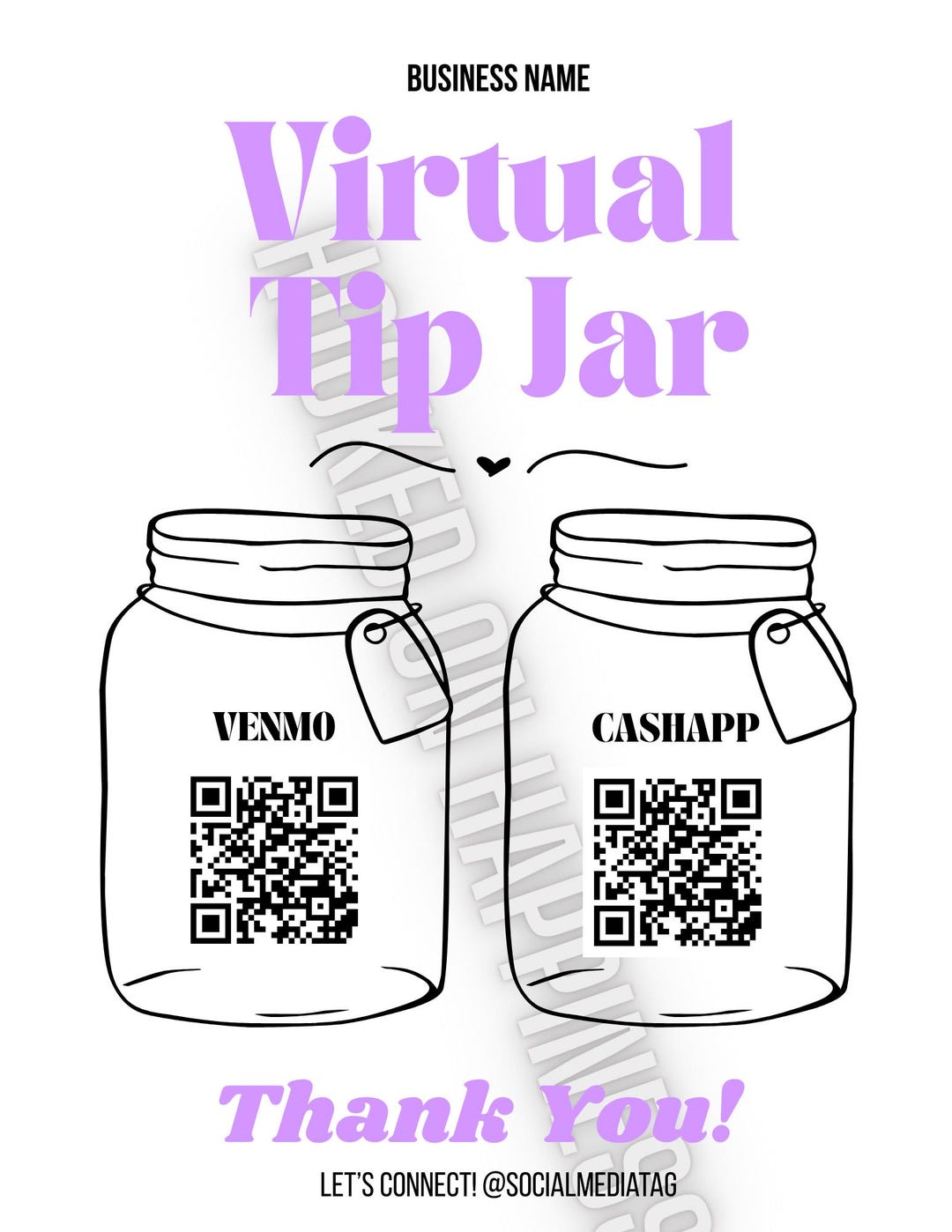 Virtual Tip Jar Template, JPEG Download - Etsy