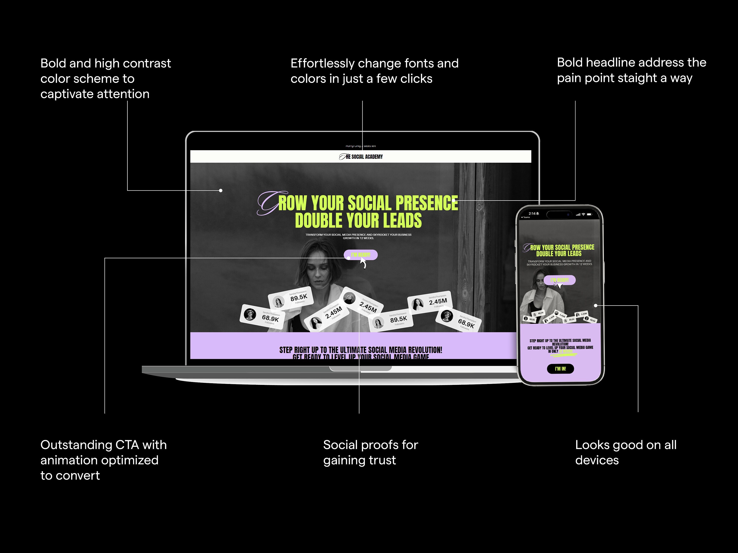 Bold Sales Page Canva Template: Social Media Coach, Course Sales - Etsy